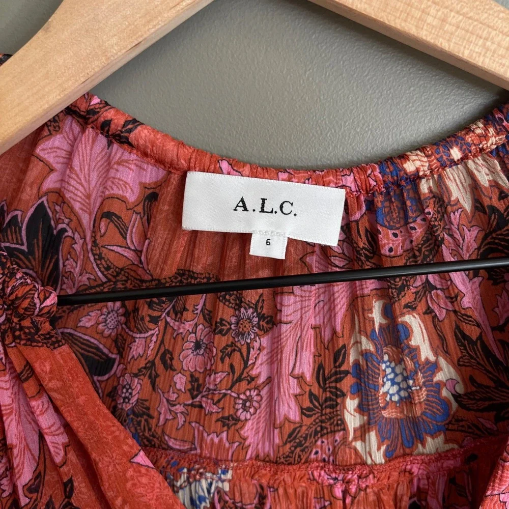 A.L.C. | Dresses | Alc Elise Dress Floral Silk Dress Crimson Red Pink ...